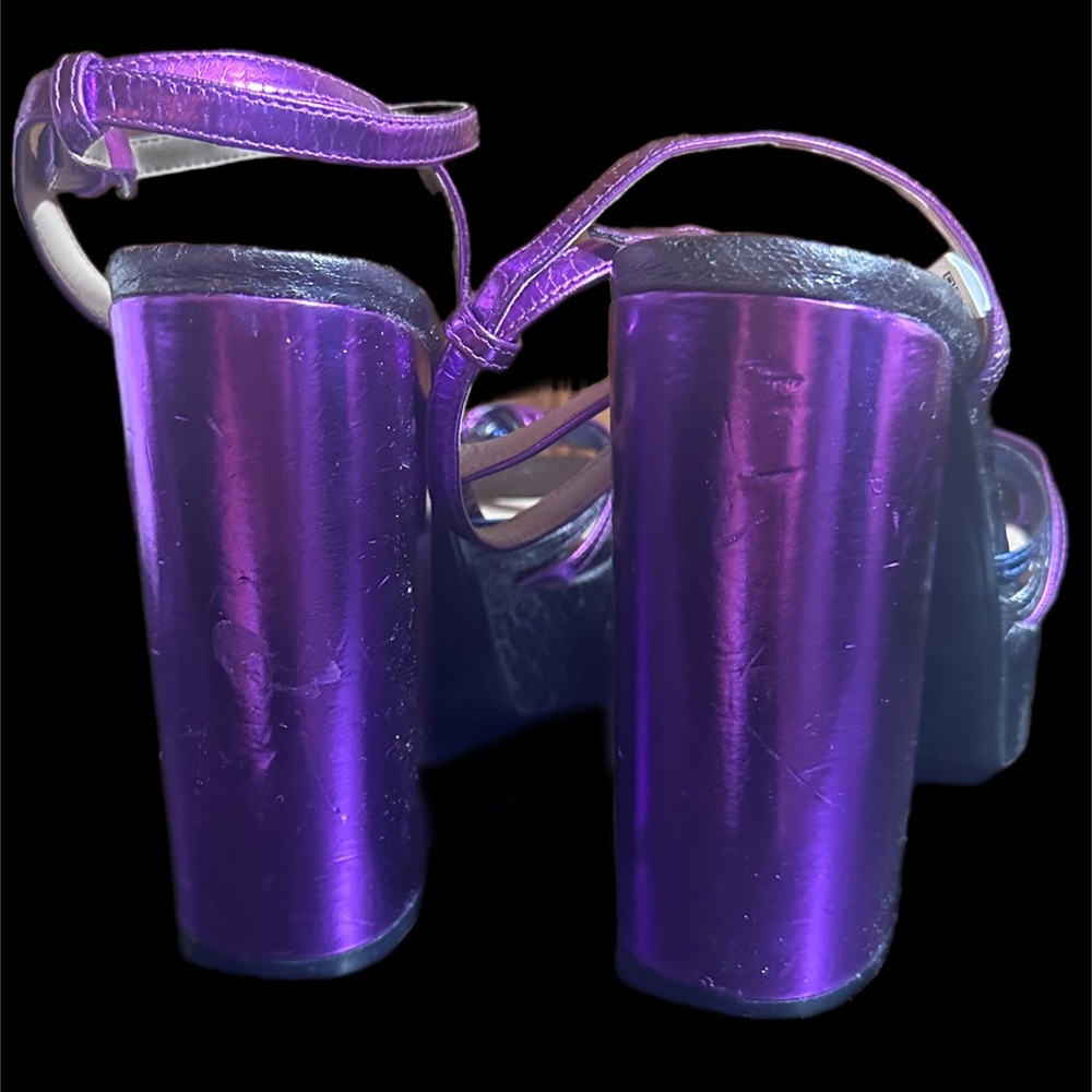 Zara Metallic Strappy Platform Heels Sandals - Gem